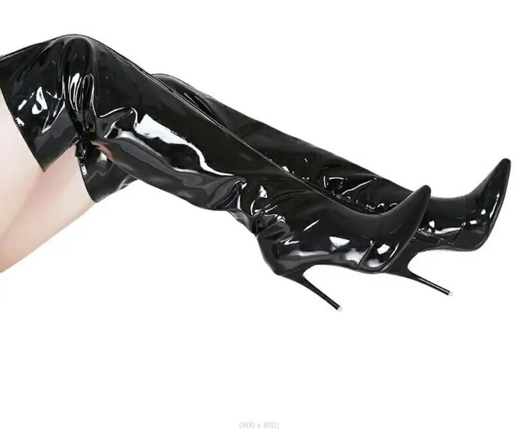 Botas negras de plataforma con punta puntiaguda para mujer, tacones ...