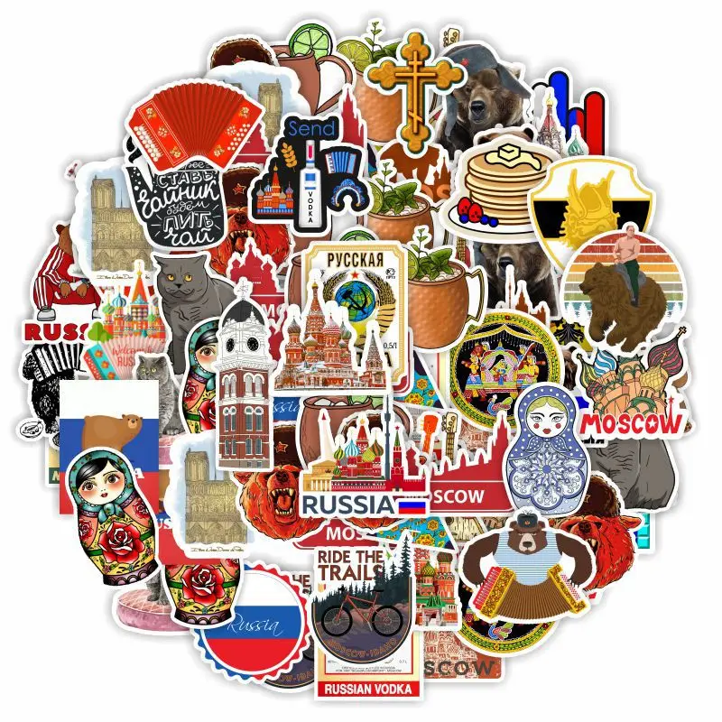 50pcs/Pack Russia Stickers Waterproof Skateboard Motorcycle Guitar ...
