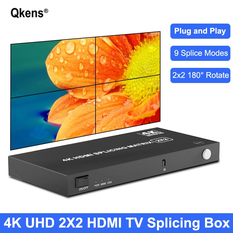 4K 2x2 HDMI Video Wall Controller 1080P VGA Video Wall Processor 1X2 ...