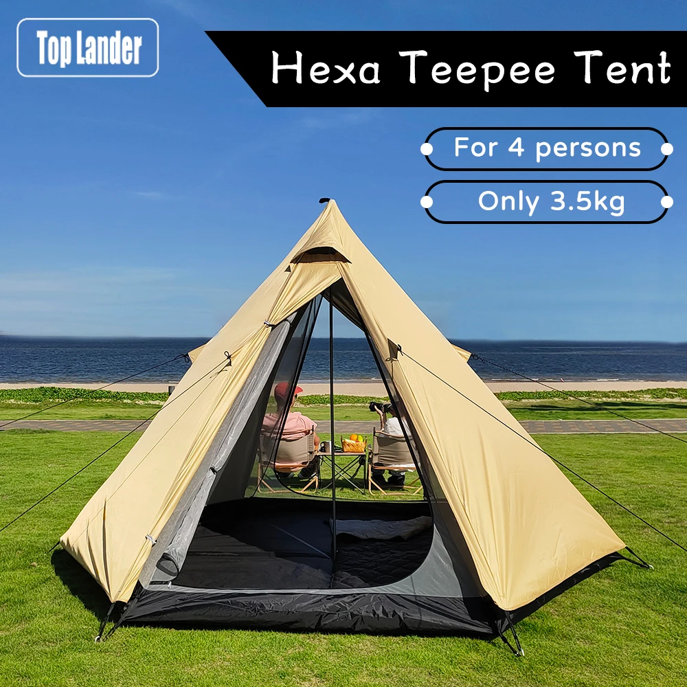 [Top Lander] Ultralight Pyramid Tent 4 person Outdoor Complete Camping Teepee Tent for Adults ...