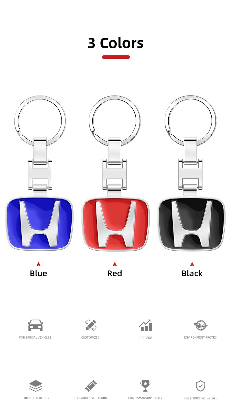 Car Logo Keychain Metal Keyring Key Accessories For Honda Fit Jazz S ...