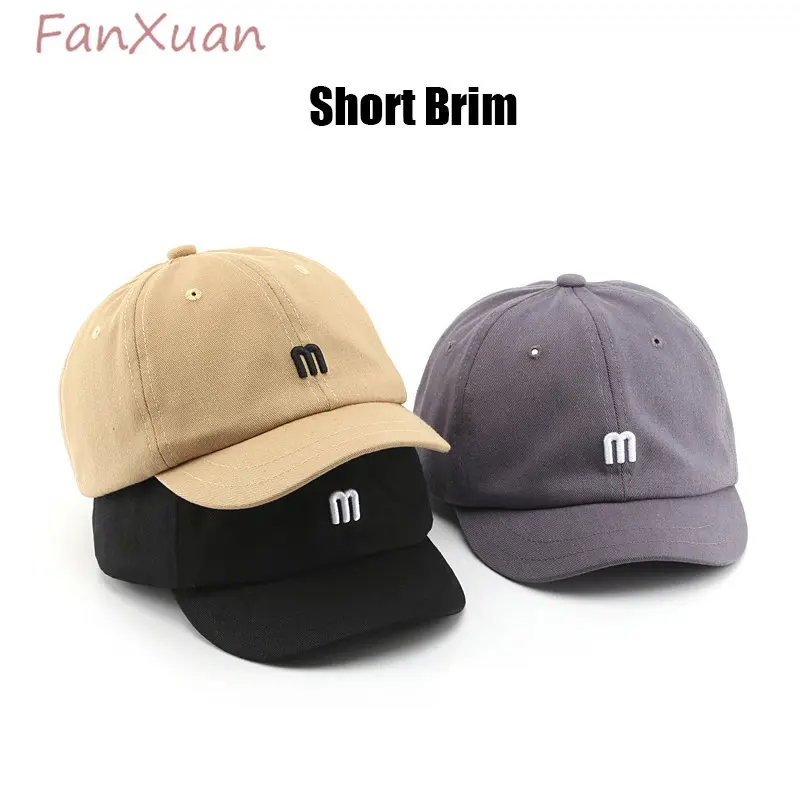 Short Brim Baseball Cap for Woman Mens Caps Letters M Embroidery Cotton ...