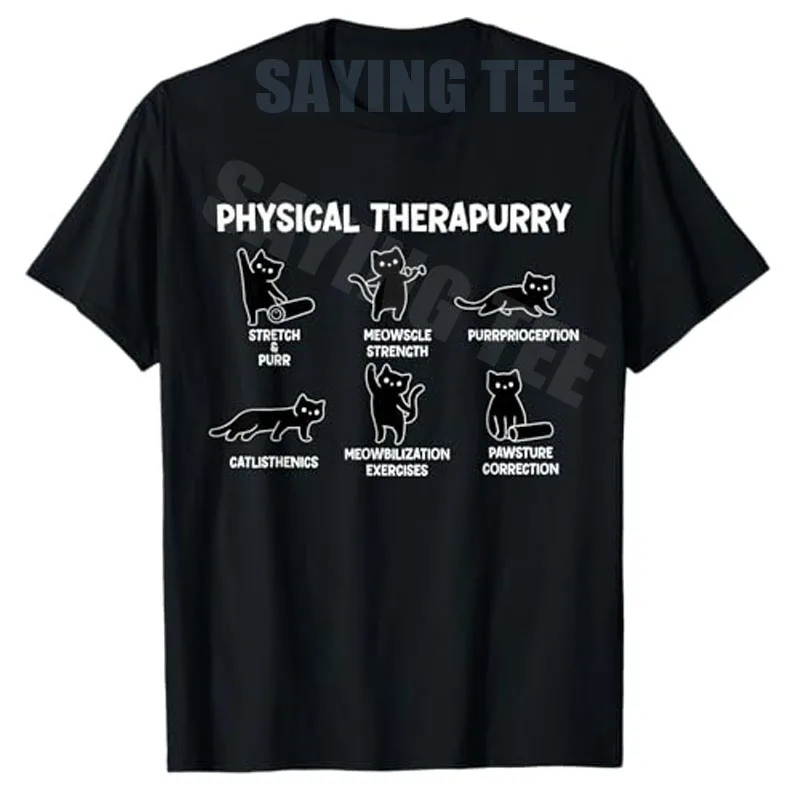 Cat Physical Therapurry Puns Calisthenics Physical Therapy T-Shirt Y2k ...