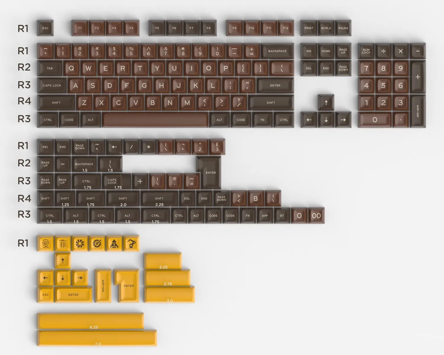 172 Keys/set Aifei Clone GMK Chocolatier Keycaps ABS Double Shot Key ...