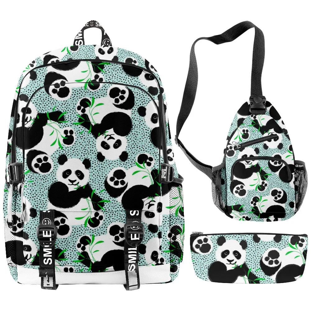 3pcs-set-Anime-Cute-Panda-Men-Women-Backpack-School-Backpack-Laptop ...