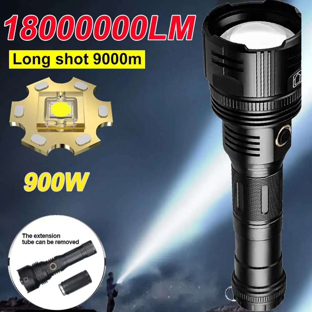 18000000LM-Most-Powerful-LED-Flashlight-900-Watts-USB-Rechargeable ...