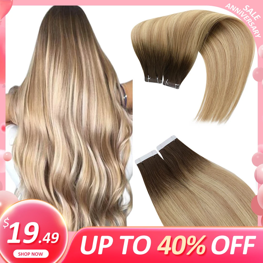 VeSunny-extensiones-de-cabello-humano-liso-con-cinta-virgen-pegamento ...