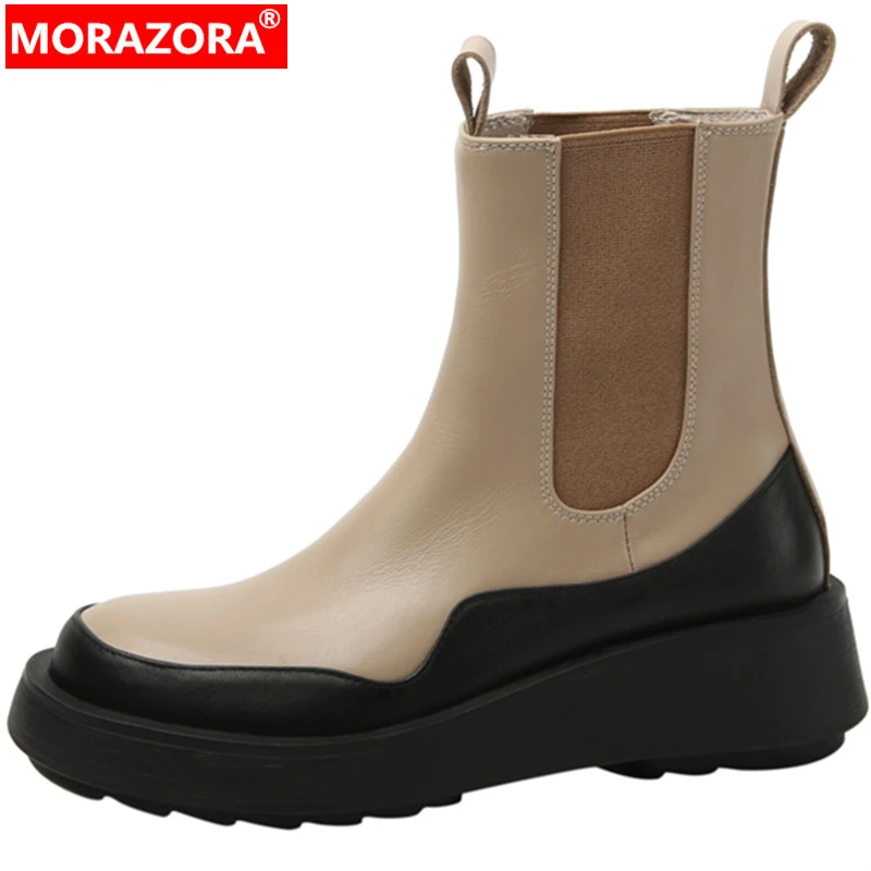 Morazora 2022 Size 34-41 New Genuine Leather Chelsea Boots Woman Mixed Colors Platform Winter ...