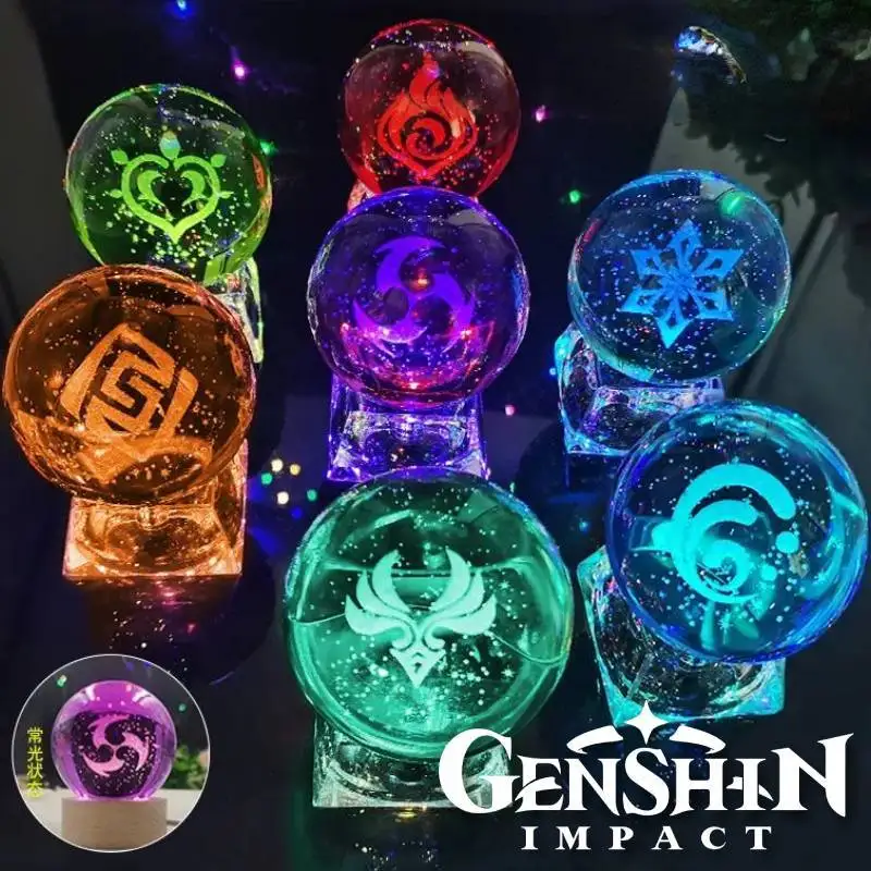 Genshin Impact God Of Version LED Crystal Ball Cosplay Anemo Electro ...