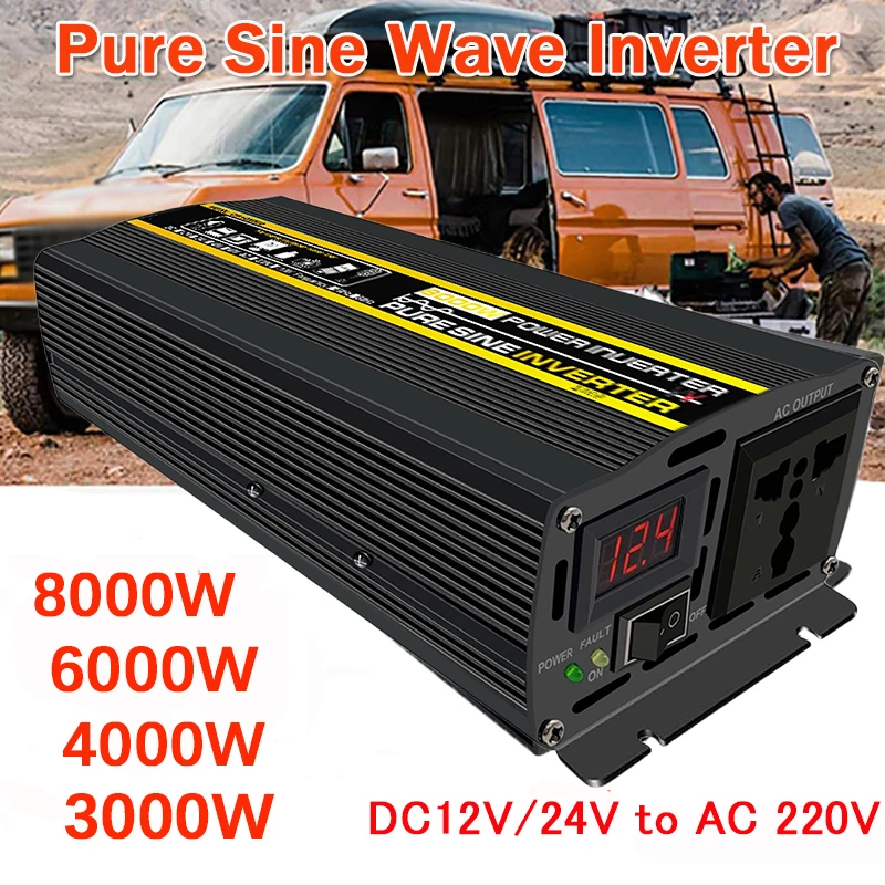 3000w 6000w 8000w Pure Sine Wave Inverter Voltage Transformer Dc12v/24v ...