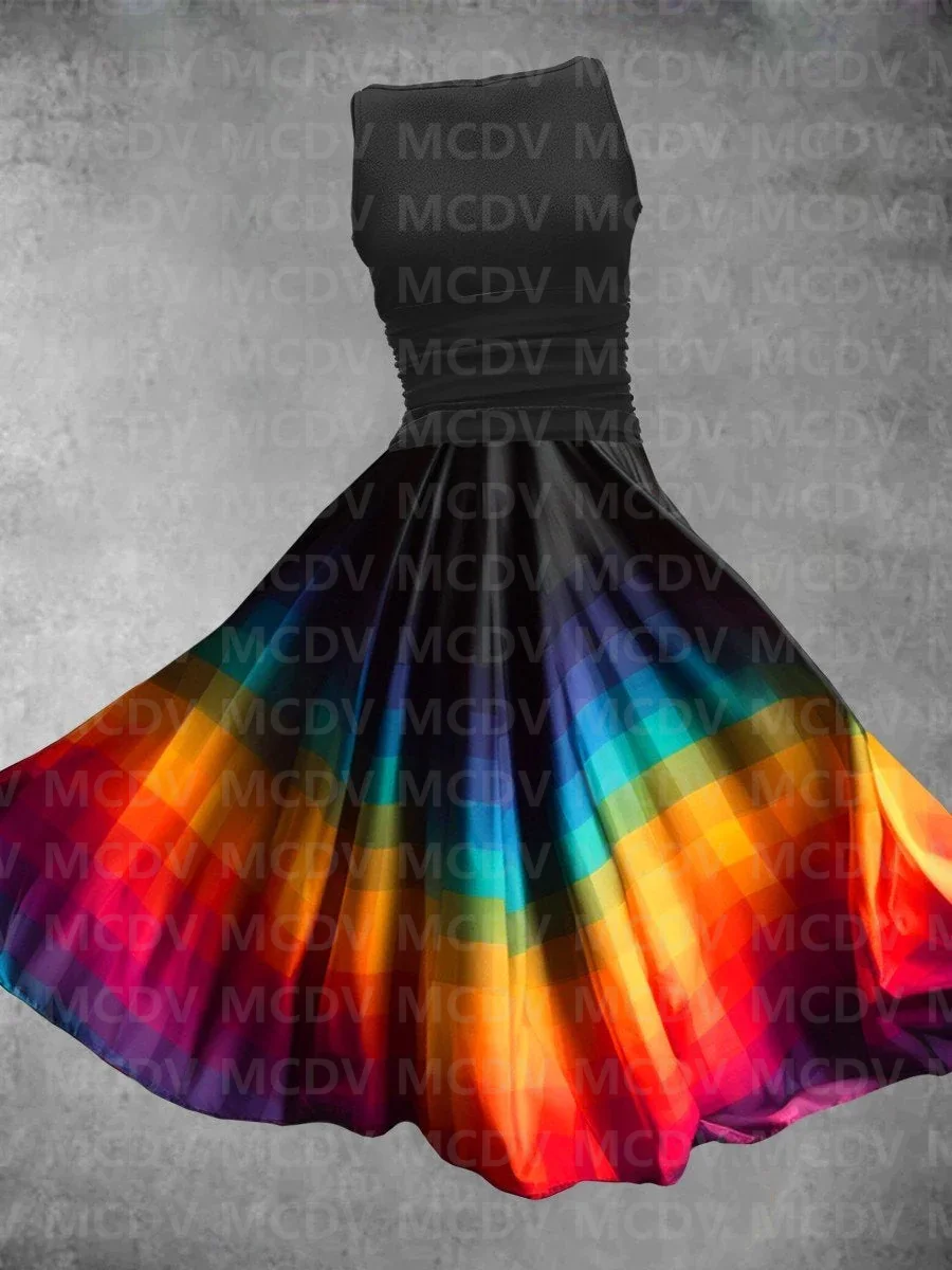 Women-s-Rainbow-Plaid-Art-Design-Maxi-Dress-3D-Printed-Sexy-Dress ...