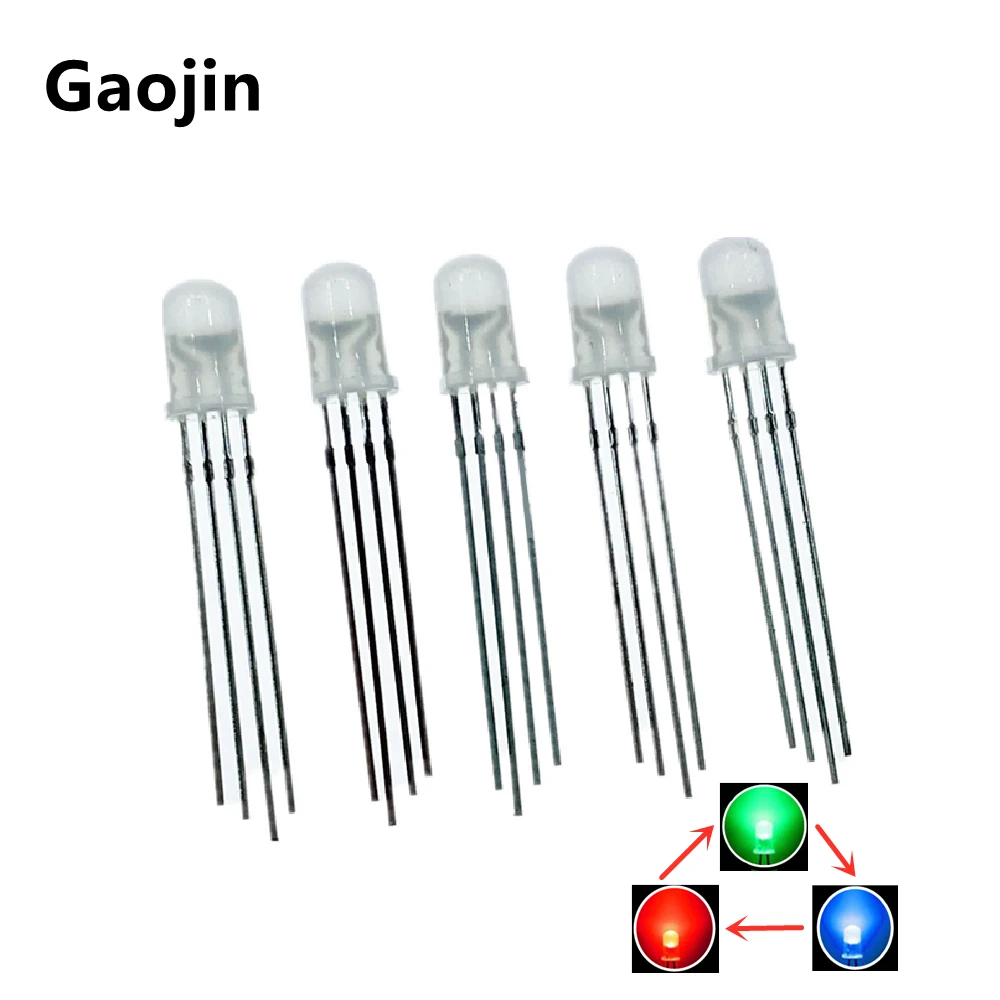 10pcs 5mm RGB LED Emitting Diode Micro Indicator Red Green Blue ...
