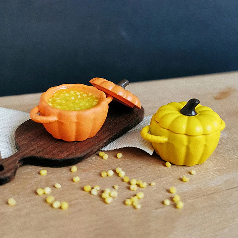 1Pcs Cute Mini Pumpkin Soup Pot Simulation Millet Porridge Miniature ...