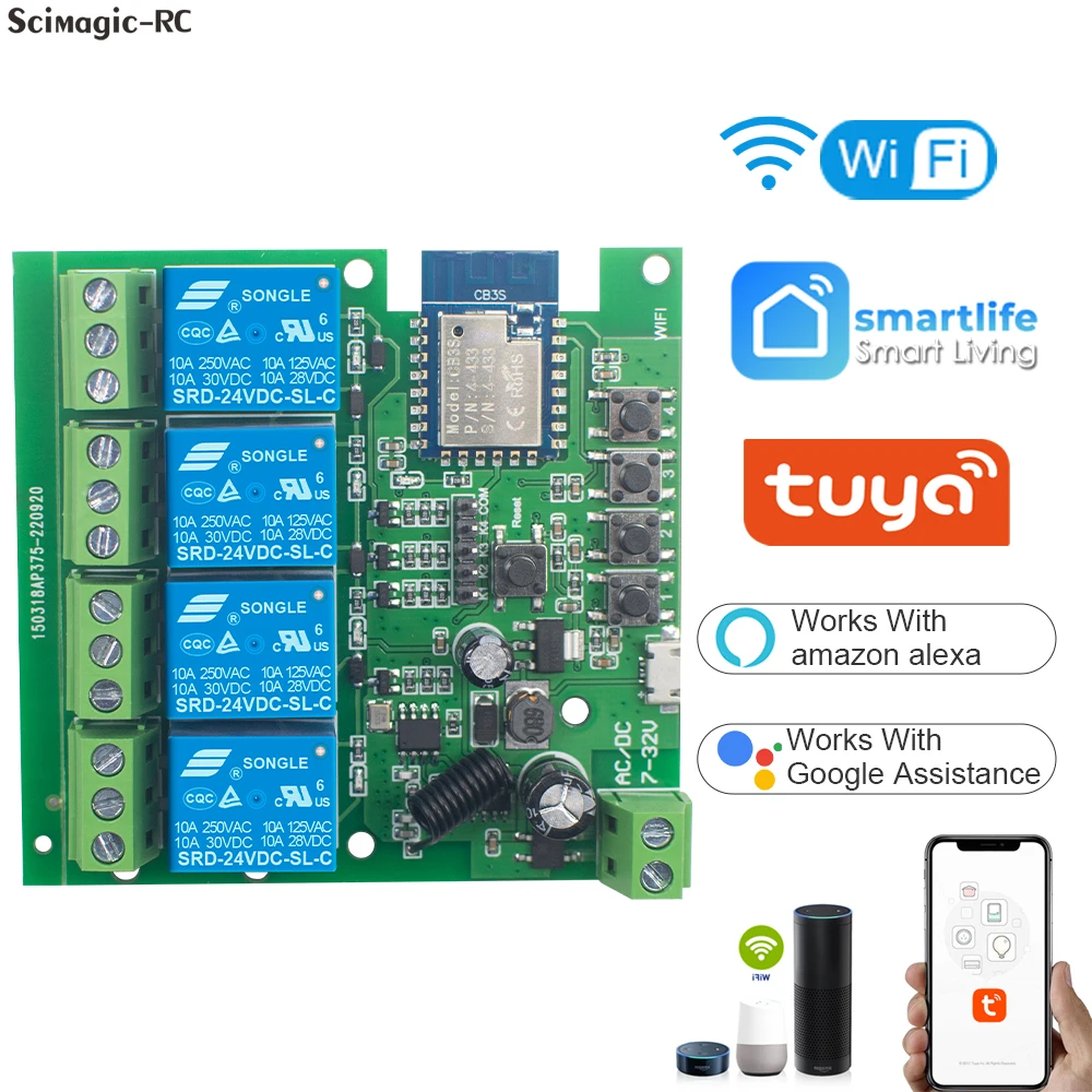 4CH-Tuya-Relay-Smart-Wireless-Wifi-Switch-Module-7-32V-85-250V-220V ...