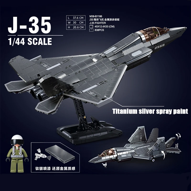 Military-Invisible-Carrier-Based-Plane-J-35-Fighters-Model-Bricks-Classic-Batter-Bomber-Combat ...