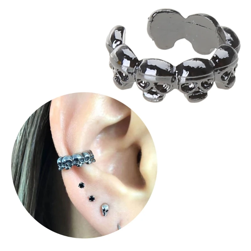 Ear Cuffs Skull Heads Ear Clip Fashionable Ear Jewelry Gothic Style ...