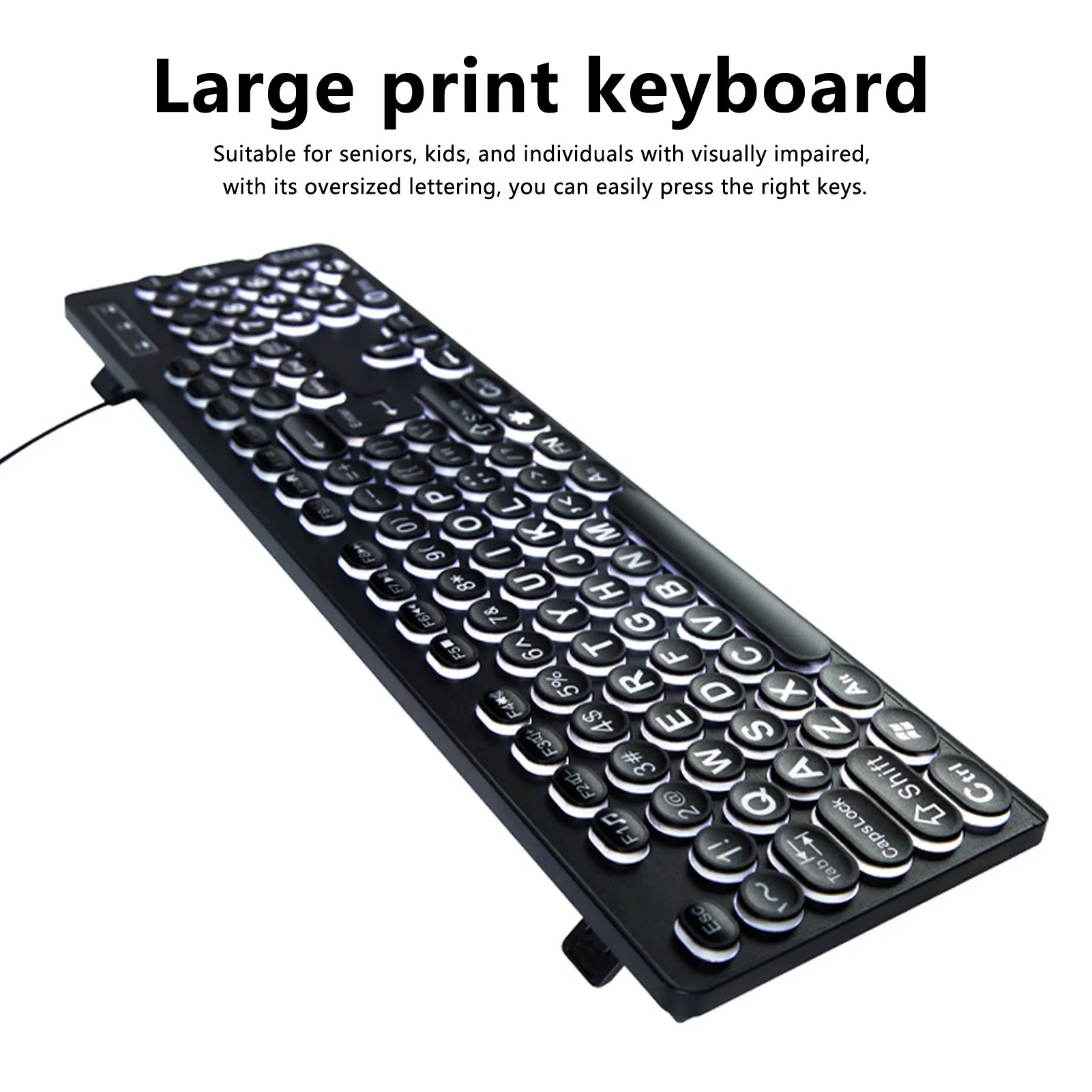 104-Key-Keyboard-104-Key-Wired-Keyboard-Backlit-Large-Print-Keyboard ...