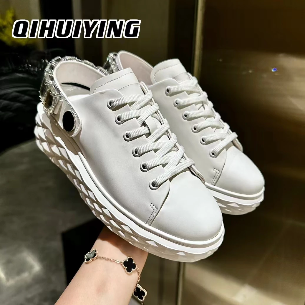 2024-Newest-Autumn-Genuine-Leather-Round-Toe-Thick-Sole-Lace-up ...
