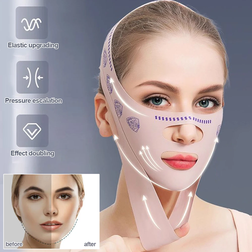 Reusable-Face-Bandage-V-Line-Face-Shaper-Women-Chin-Cheek-Lift-Up-Belt ...