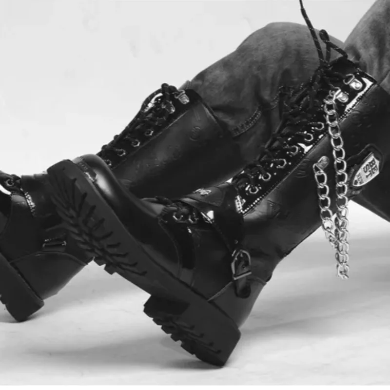 Botas de moto a la moda para hombre, botas de combate transpirables a ...