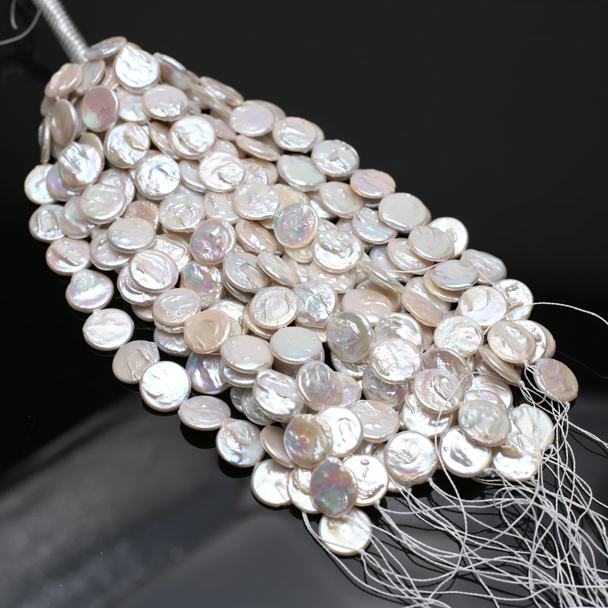 18cm 15mm Baroque Button-Shaped Natural Freshwater Pearl Semi-Finished ...