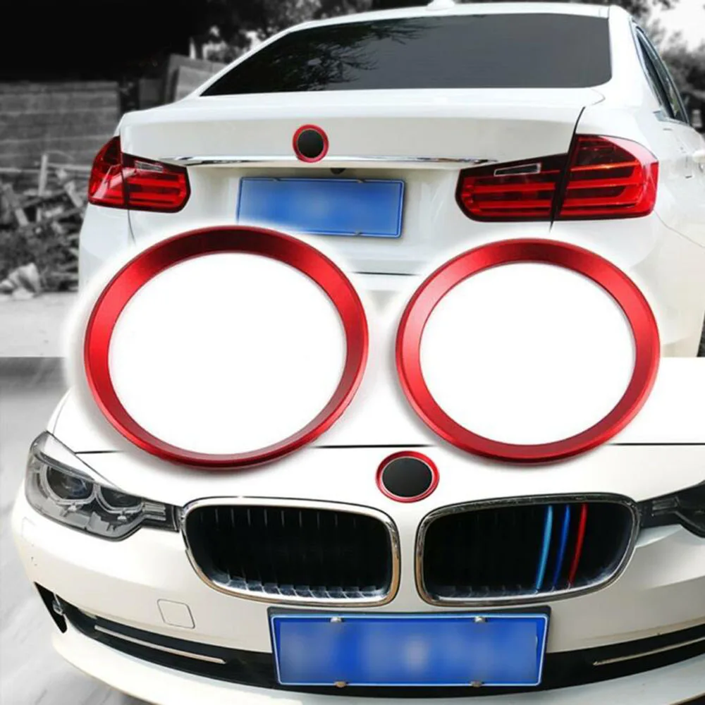 2X-Metallic-Front-Rear-Logo-Ring-Covers-Trims-82-Mm-74-Mm-Emblem-Logo ...