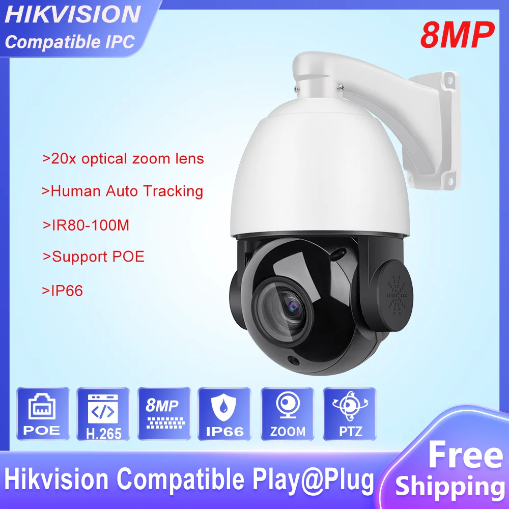 Hikvision cámara PTZ de 8MP con Zoom óptico 20X, IR80 100M de ...