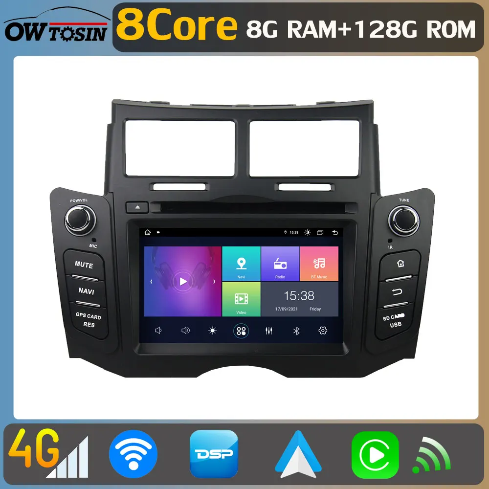 2 Din Android 11 8g+128g Car Dvd Player For Toyota Yaris Xp90 Vitz 2005 ...