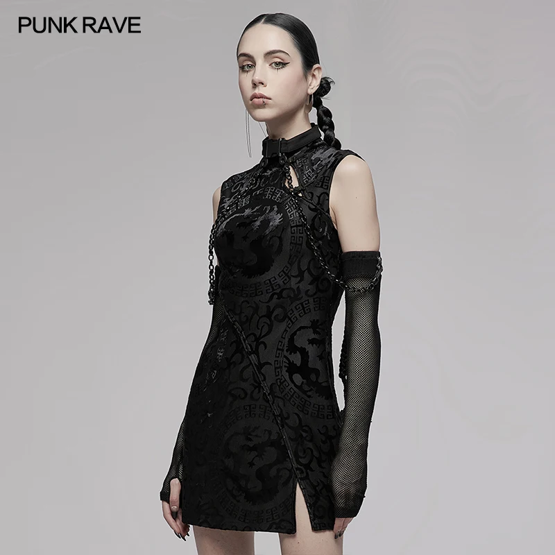 Vestido PUNK RAVE de estilo chino para mujer, vestido Sexy con patrón ...
