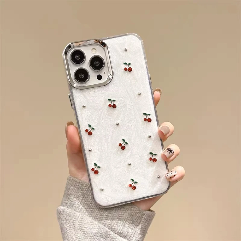 Cherry Glitter 3D Bling Phone Case with Shockproof Bumper for iPhone 12 ...