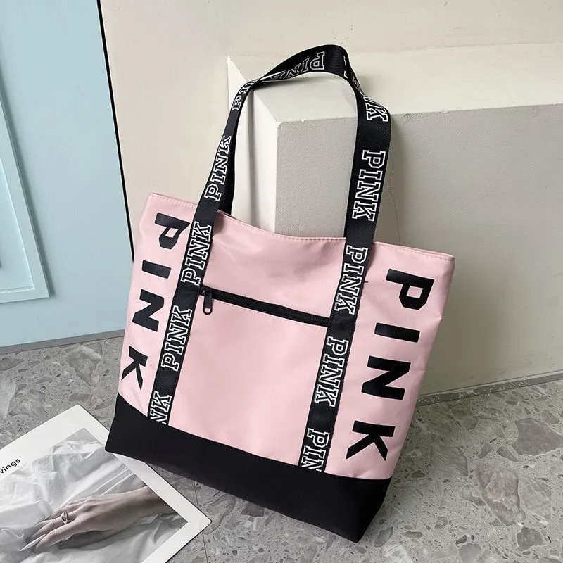 PINK-Casual-Tote-Black-White-Green-Handbags-Women-s-Bags-Big-Nylon ...