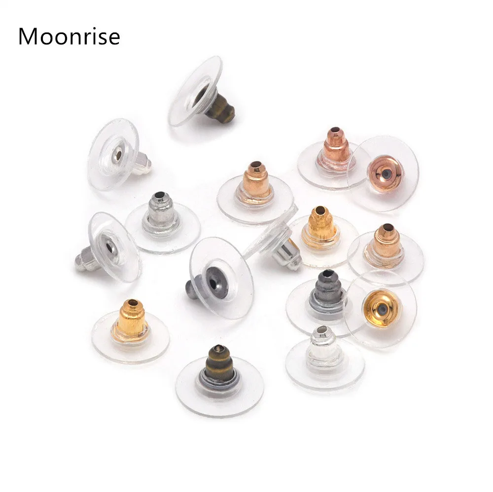 100pcs Bullet Clutch Earring Backs with Pad Ear Nut Stainless Steel ...