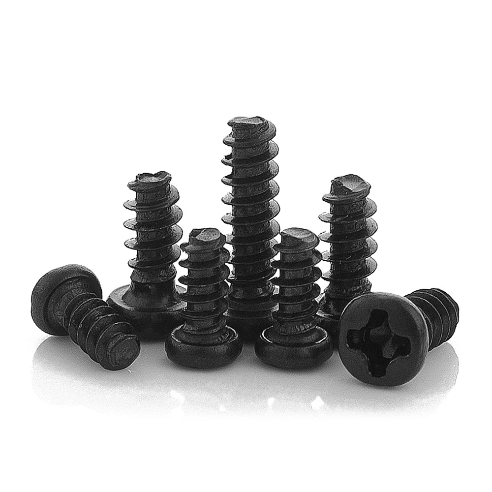 1000pcs Pan head tapping screw m3*10mm black plated carbon steel PB screw