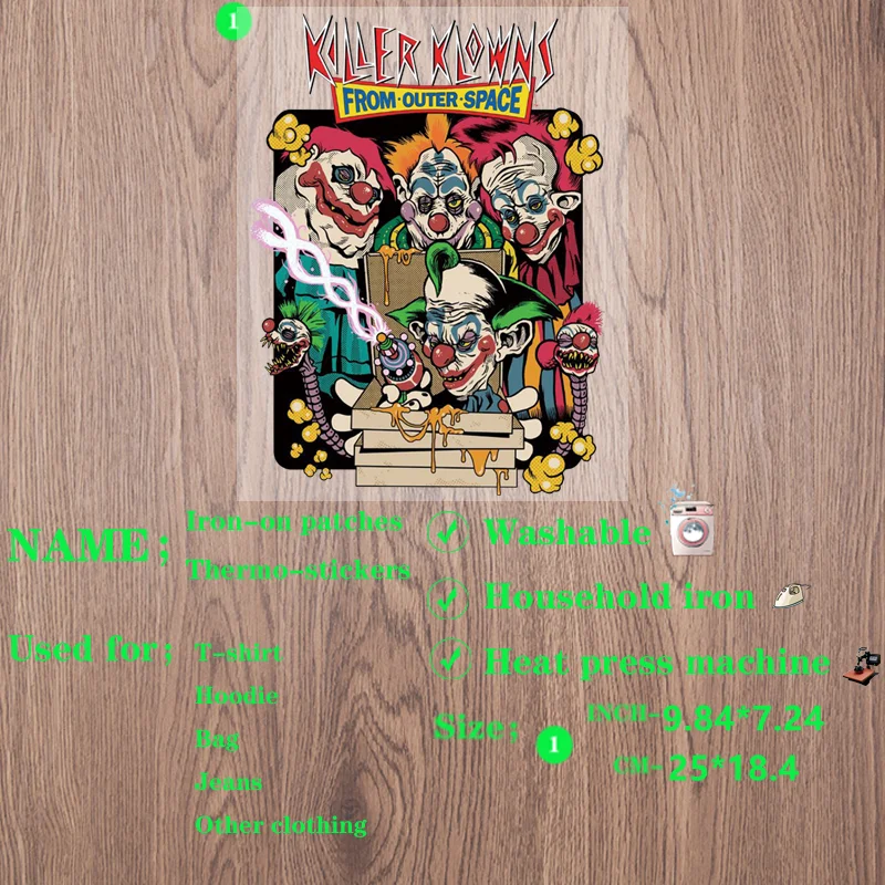 Klowns-de-Alien-Clown-Scary-Killer-Parche-de-impresi-n-de-transferencia ...