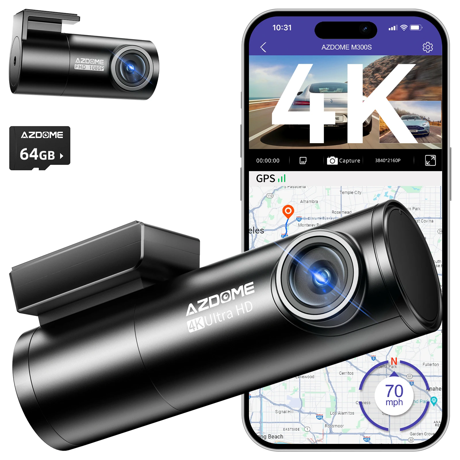 AZDOME-M300S-4K-1080P-Dual-Dash-Camera-with-5-8GHz-WiFi-GPS-Night ...