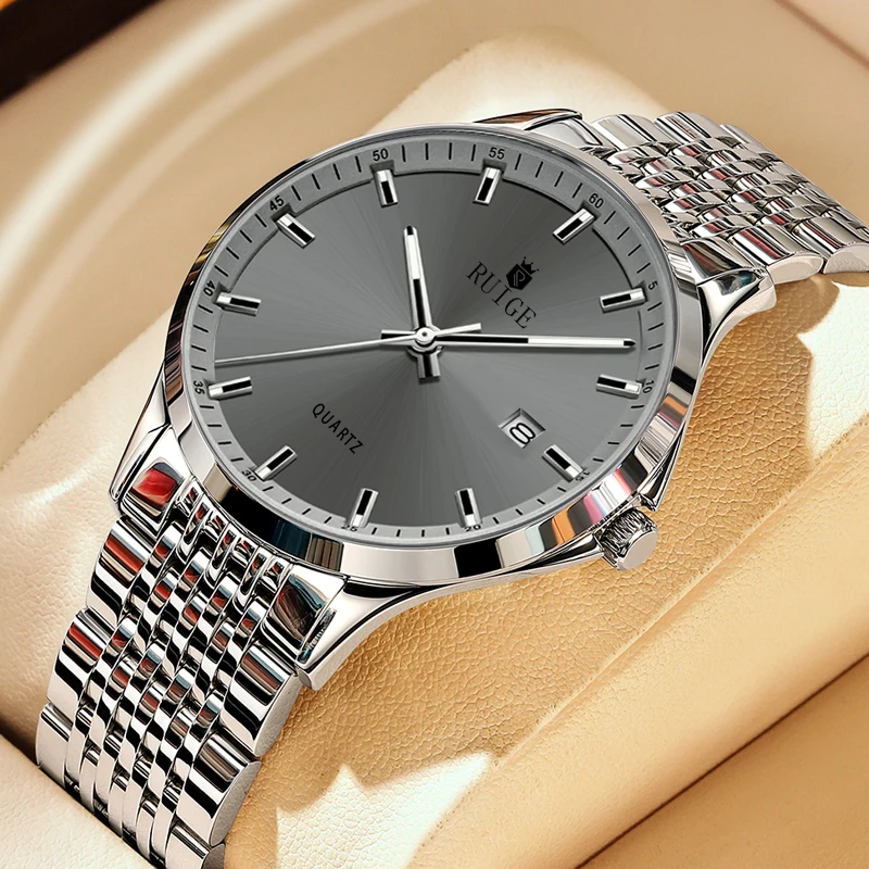 RUIGE-New-Men-s-Quartz-Watch-Original-Stainless-Steel-Strap-Wrist-Watch ...