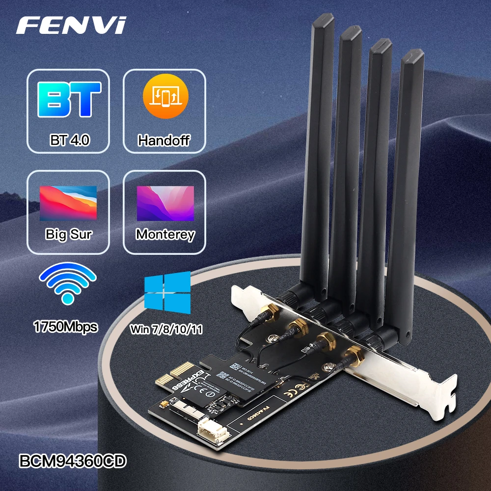 Dual Band 1750mbps 802.11ac Bcm4360 Wifi For Bluetooth 4.0 Bcm94360cd Pcie Wireless Adapter ...