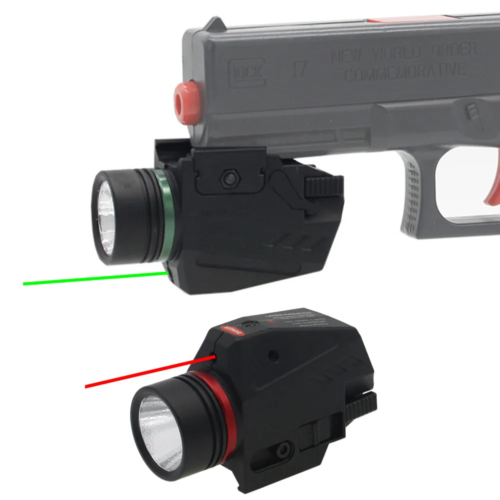 Tactical-Airsoft-LED-Flashlight-Red-Green-Laser-Sight-For-20mm-Rail ...