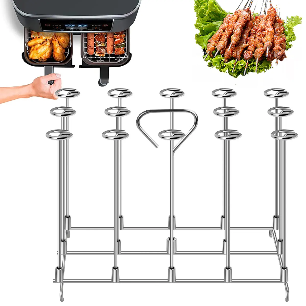 Air-Fryer-Skewer-Stand-Rectangle-Stainless-Steel-Skewers-Rack-Vertical ...
