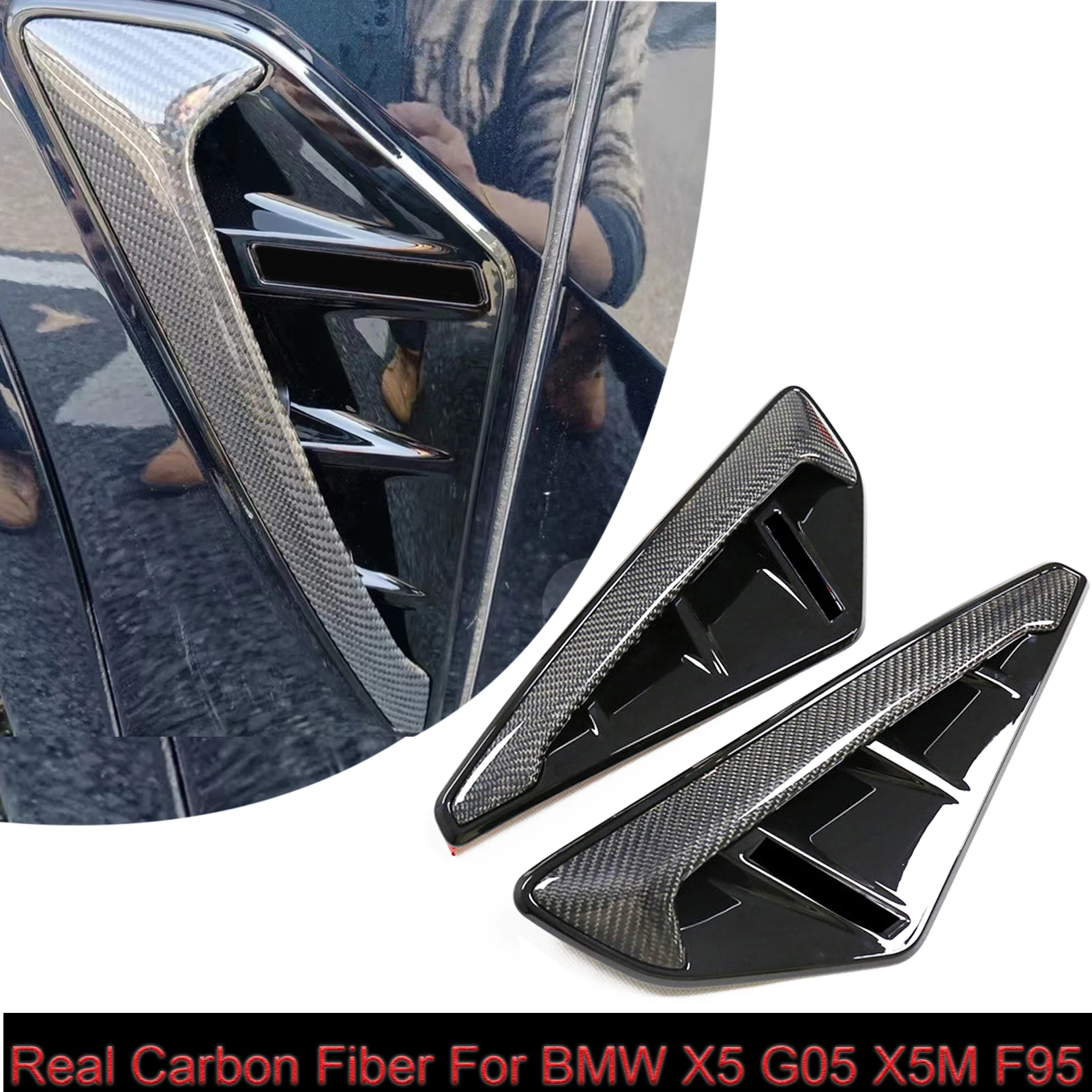Real-Carbon-Fiber-Car-Side-Fender-Air-Wing-Vent-Trim-Replace-For-BMW-X5 ...