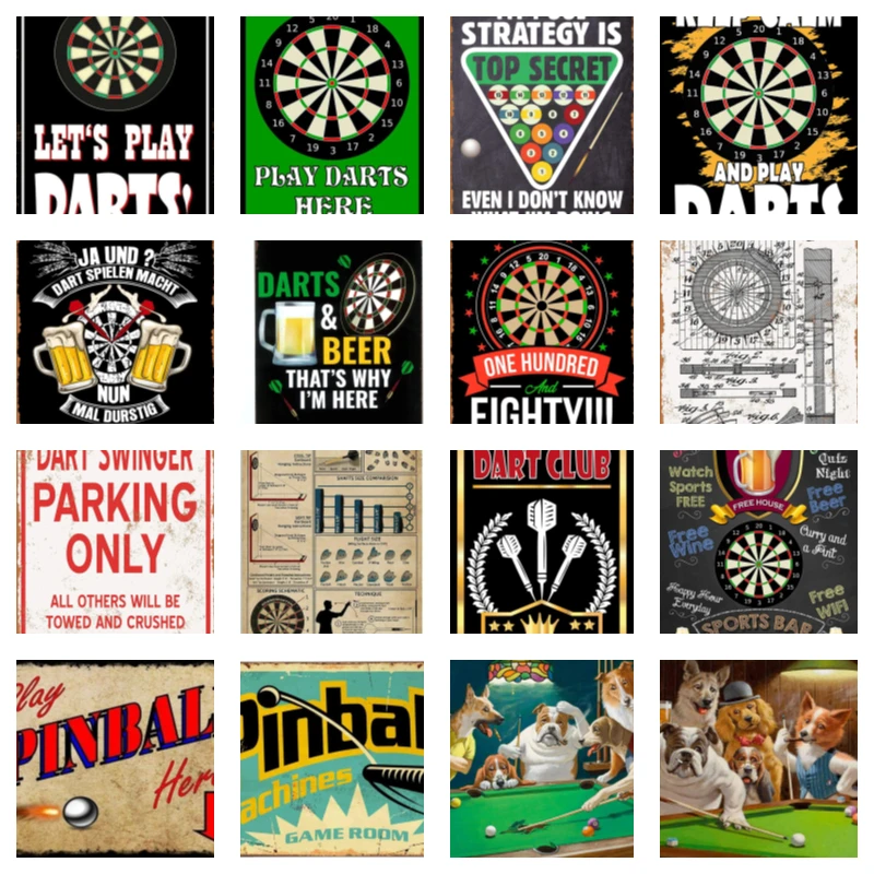 Darts-billiards-pinballs-Logo-Metal-Tin-Sign-Vintage-Poster-Art ...