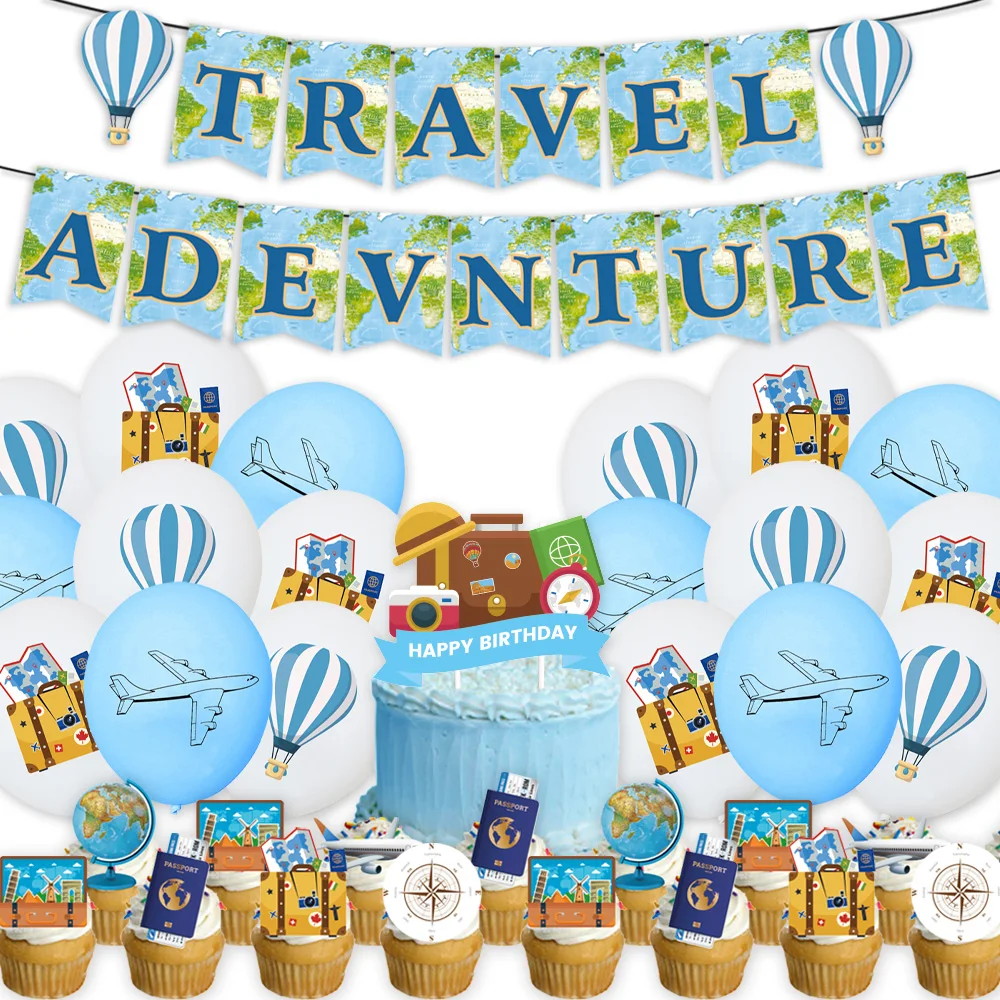 Travel World Cake Party Decorations | Travel Theme Cake Decoration ...