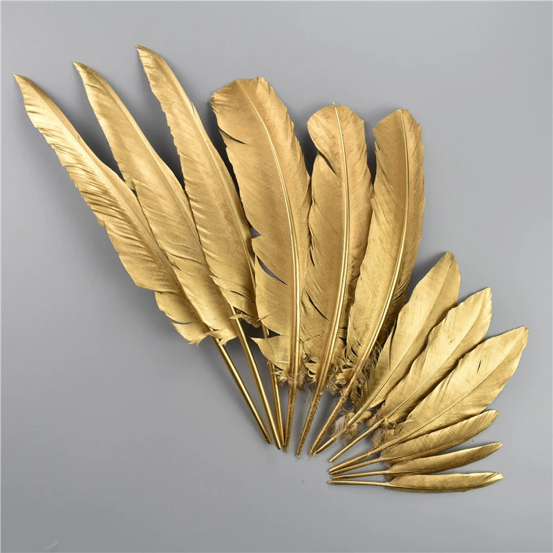 Gold Silver Goose Feathers Diy Duck Turkey Feather - Gold Goose Feather ...