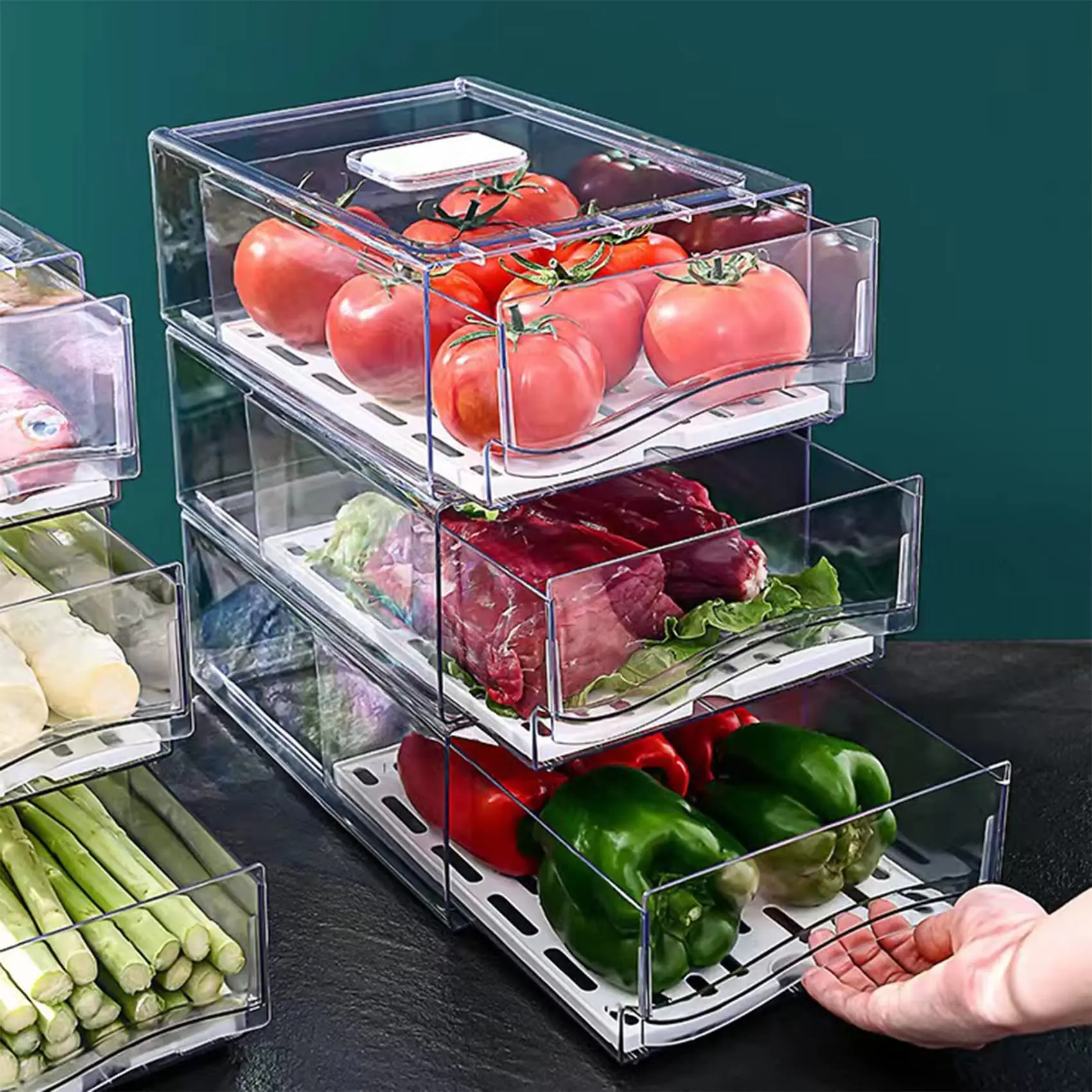Fridge-Organizer-Stackable-Refrigerator-Organizer-Bins-Reusable-Food ...