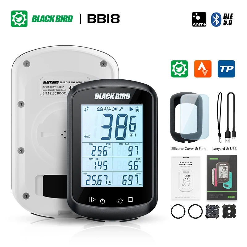 BLACK BIRD GPS Bike Computer Cycling ANT Bluetooth Bicycle Speedometer ...