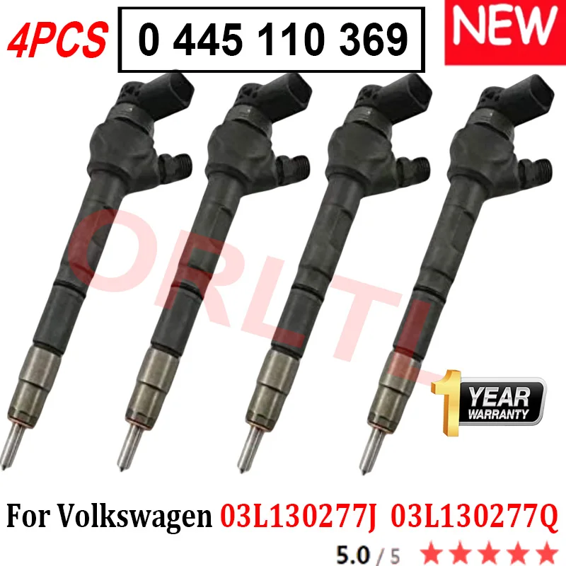 4PCS 0445110369 Common Rail Diesel Injector 0 445 110 369 03L130277J ...