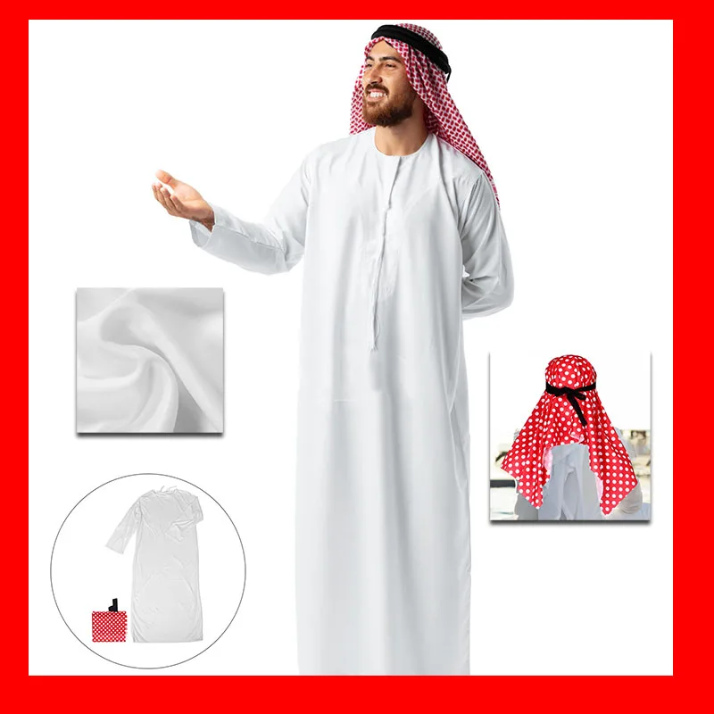 Arabic Red Turban Clothing Scarf Desert Costume for Men Dubai Cosplay ...