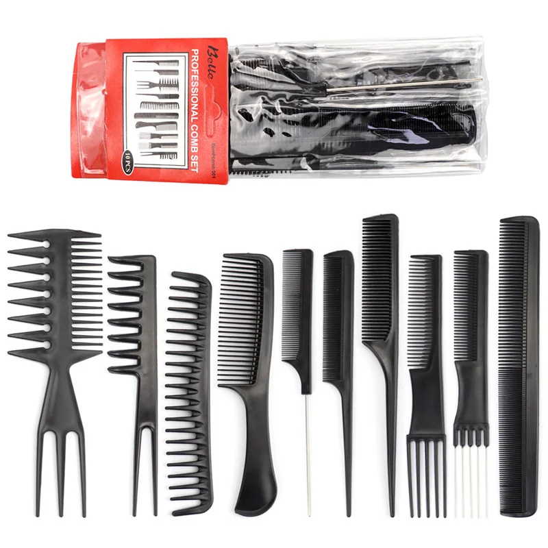 10Pcs-Haircut-Comb-Set-Hairdressing-Styling-Comb-Barber-Training-Tail ...