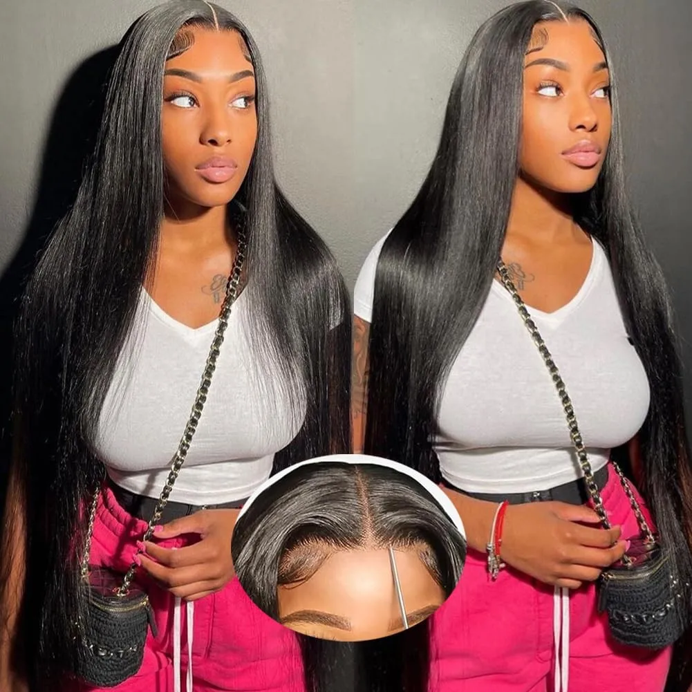 Pre-Cut-No-Glue-4x4-Bone-Straight-Glueless-Wig-Human-Hair-Ready-To-Wear ...