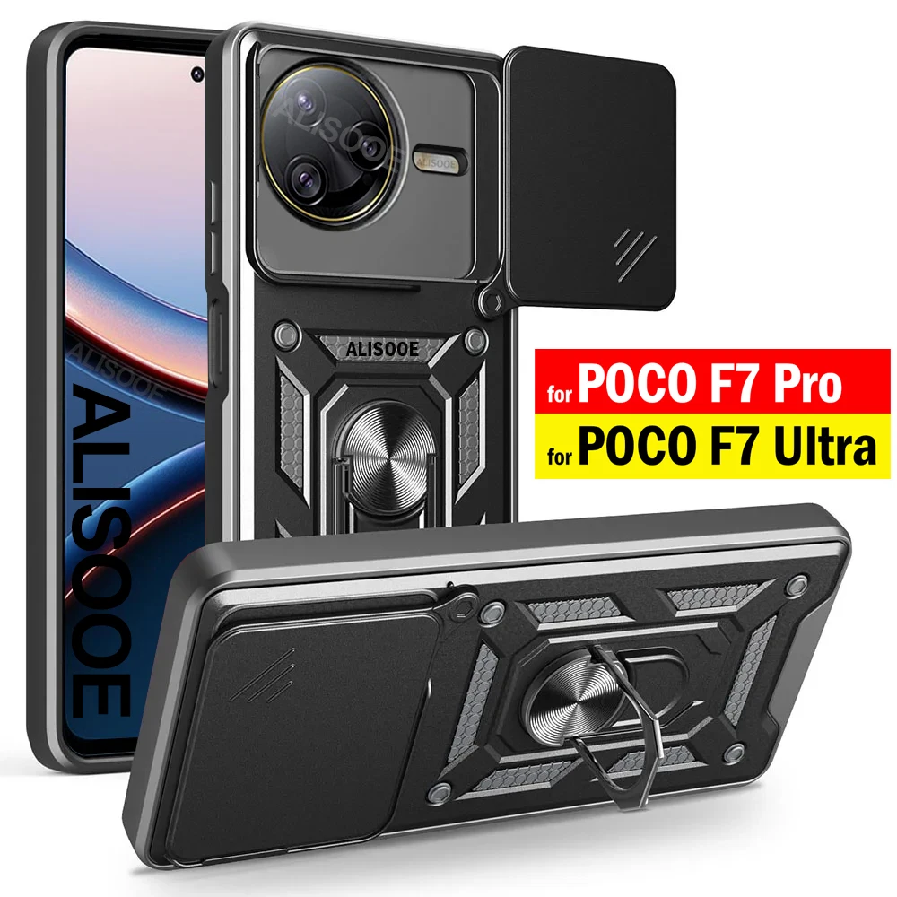 Slide Camera Protection Ring Stand Shockproof Back Cover Case for POCO ...